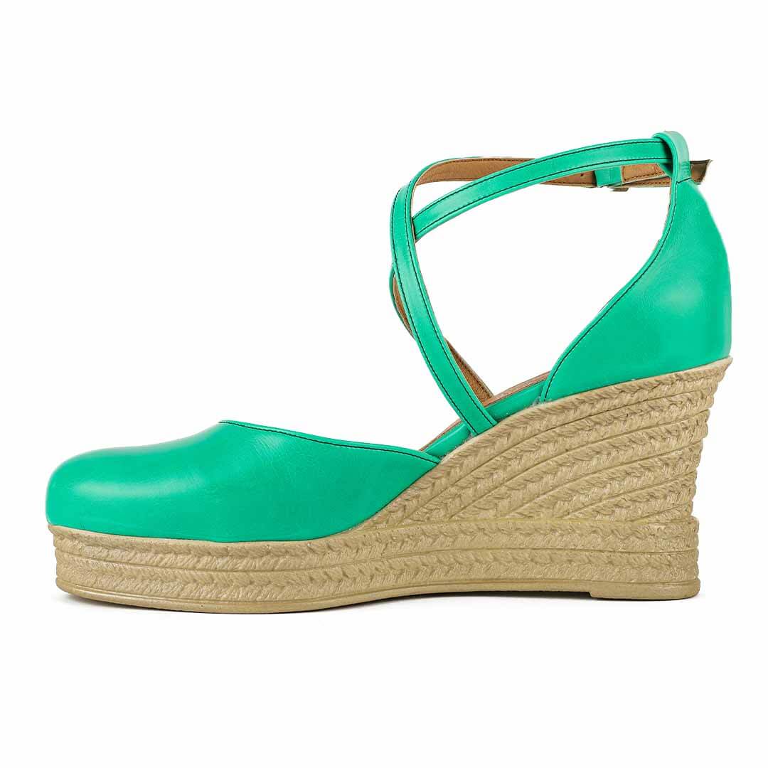 My way shoes Πράσινη ματ πλατφόρμα με χιαστί λουράκια - GLAMI.gr