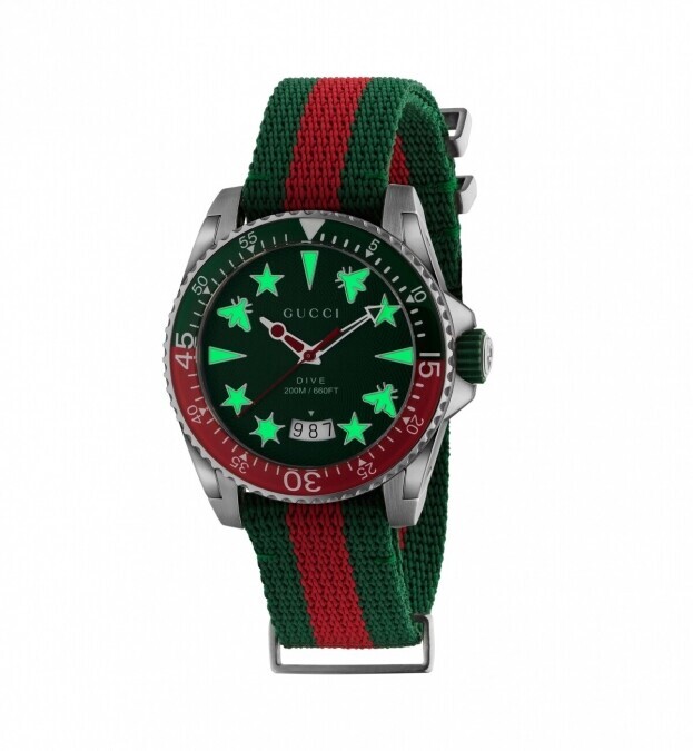 GUCCI DIVE QUARTZ watch 40MM green dial steel bracelet - - GLAMI.gr