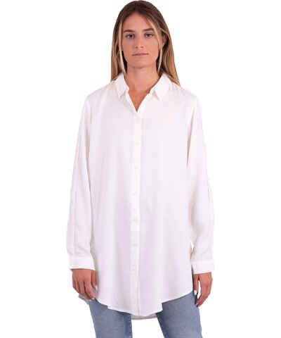 Λευκά, επίσημα, μακριά, oversized γυναικεία πουκάμισα από βισκόζη ...