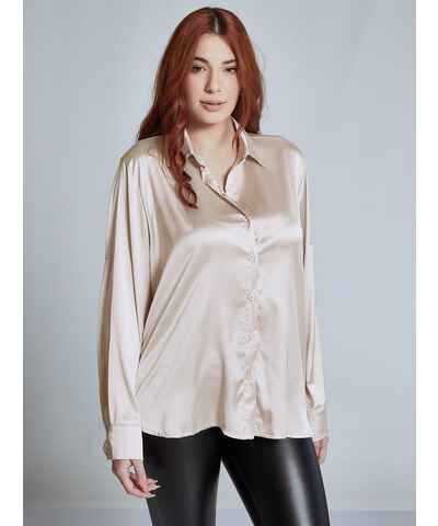 Μπεζ, σατέν, ασύμμετρες γυναικείες μπλούζες και πουκάμισα για γάμο - GLAMI.gr