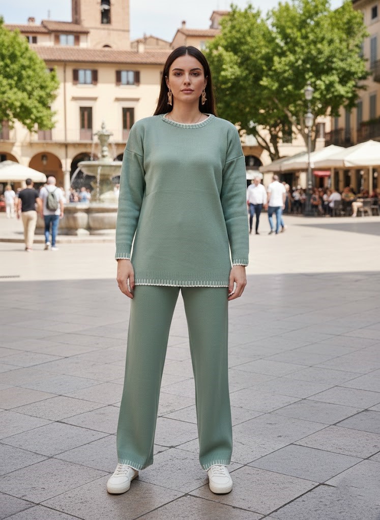 KORINA’S FASHION ΣΕΤ ΠΛΕΚΤΟ ΛΑΙΜΟΚΟΨΗ ΚΑΙ ΠΑΝΤΕΛΟΝΙ ΜΕ ΛΑΣΤΙΧΟ - GLAMI.gr