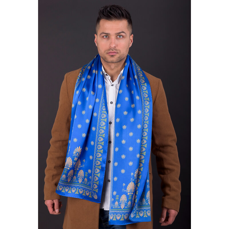 Ancient Greek Scarves Blue Verginas Star silk scar1 - GLAMI.gr