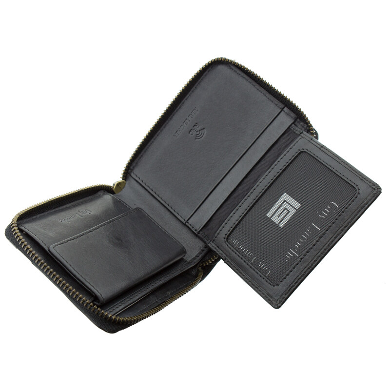 Guy Laroche Δερμάτινο αντρικό πορτοφόλι με φερμουάρ 37206-Μαύρο - GLAMI.gr