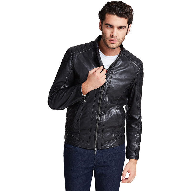 GUESS GLAM ROCK BIKER ΔΕΡΜΑΤΙΝΟ ΜΠΟΥΦΑΝ ΑΝΔΡΙΚΟ M01L55L0MM0-JBLK - GLAMI.gr