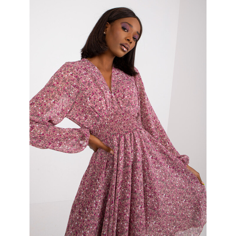 Fashionhunters ZULUNA μωβ φόρεμα με λαιμόκοψη V - GLAMI.gr