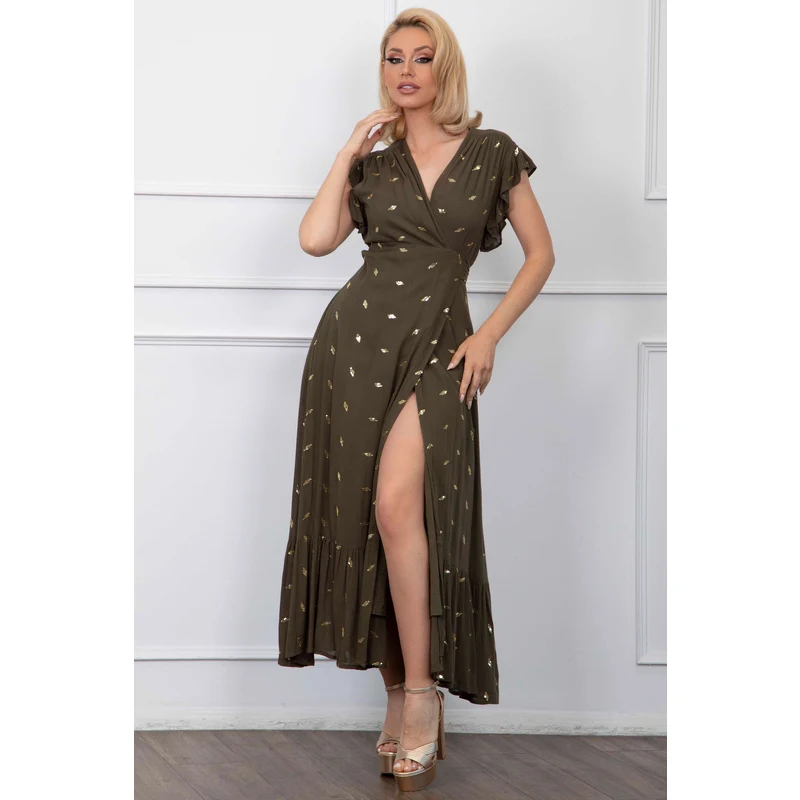 Dress2undress Maxi κρουαζέ φόρεμα με λεπτομέρειες απο παγιέτες - GLAMI.gr
