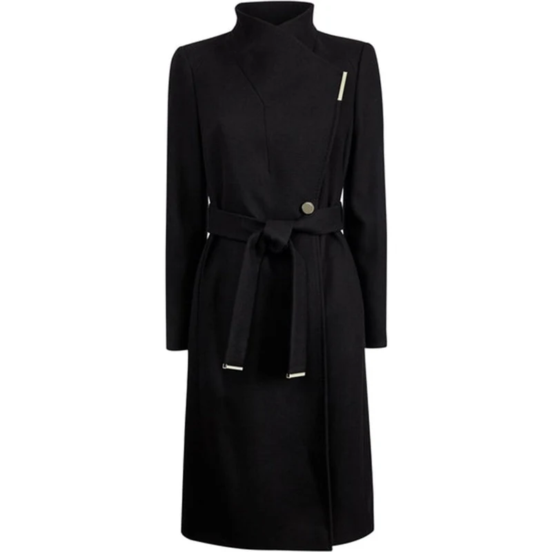 TED BAKER Παλτο Rose Midi Wool Wrap With Shoulder Panels 249305 black - GLAMI.gr