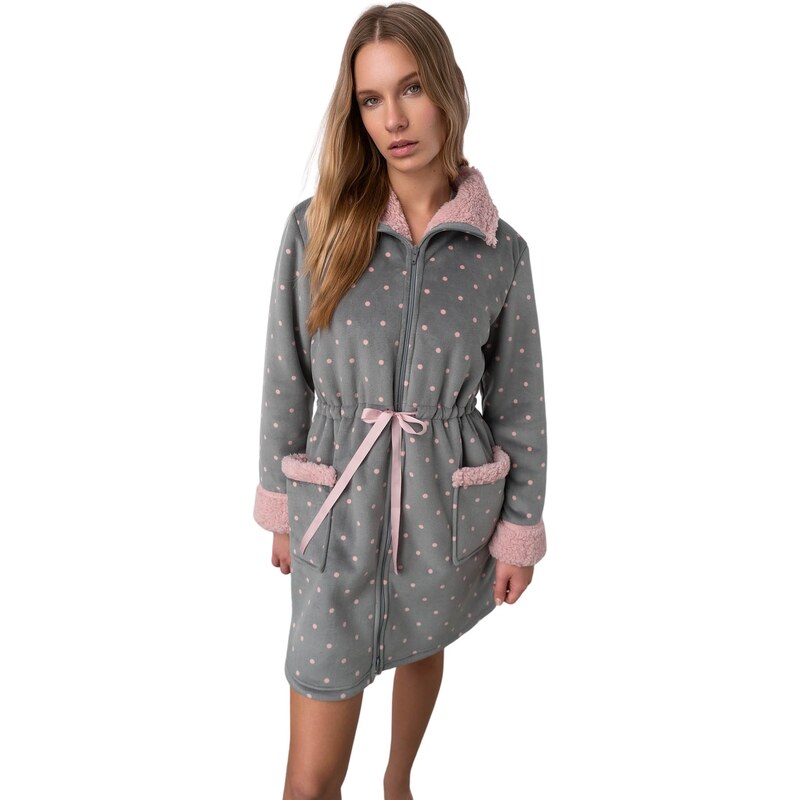 VAMP ΓΥΝΑΙΚΕΙΑ ΡΟΜΠΑ FLEECE ΓΚΡΙ 17395 - GLAMI.gr