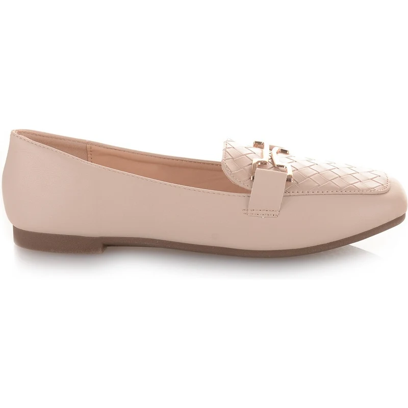 Modati Γυναικεία μπεζ μοκασίνια με χρυσή αγκράφα ΚΩΔ: LL-1104-KHAKI ...