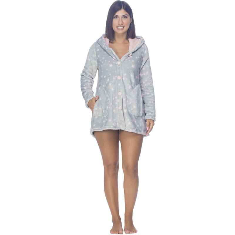 ΓΥΝΑΙΚΕΙΑ ΡΟΜΠΑ FLEECE ΜΕ ΚΟΥΜΠΙΑ ΚΑΙ ΚΟΥΚΟΥΛΑ KOYOTE W22 KG5217 - ΓΚΡΙ ...