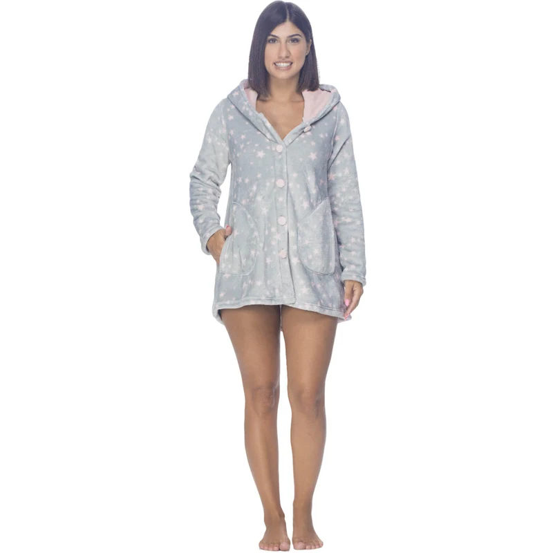 ΓΥΝΑΙΚΕΙΑ ΡΟΜΠΑ FLEECE ΜΕ ΚΟΥΜΠΙΑ ΚΑΙ ΚΟΥΚΟΥΛΑ KOYOTE W22 KG5217 - ΓΚΡΙ ...