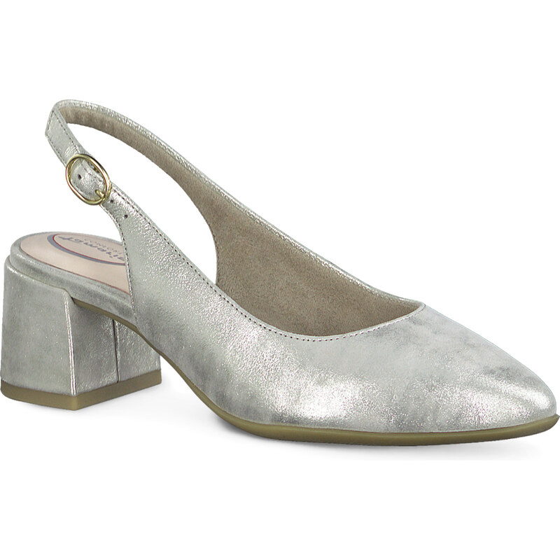 Tamaris Comfort Cloudy Gold Ανατομικές Δερμάτινες Γόβες Slingback ...