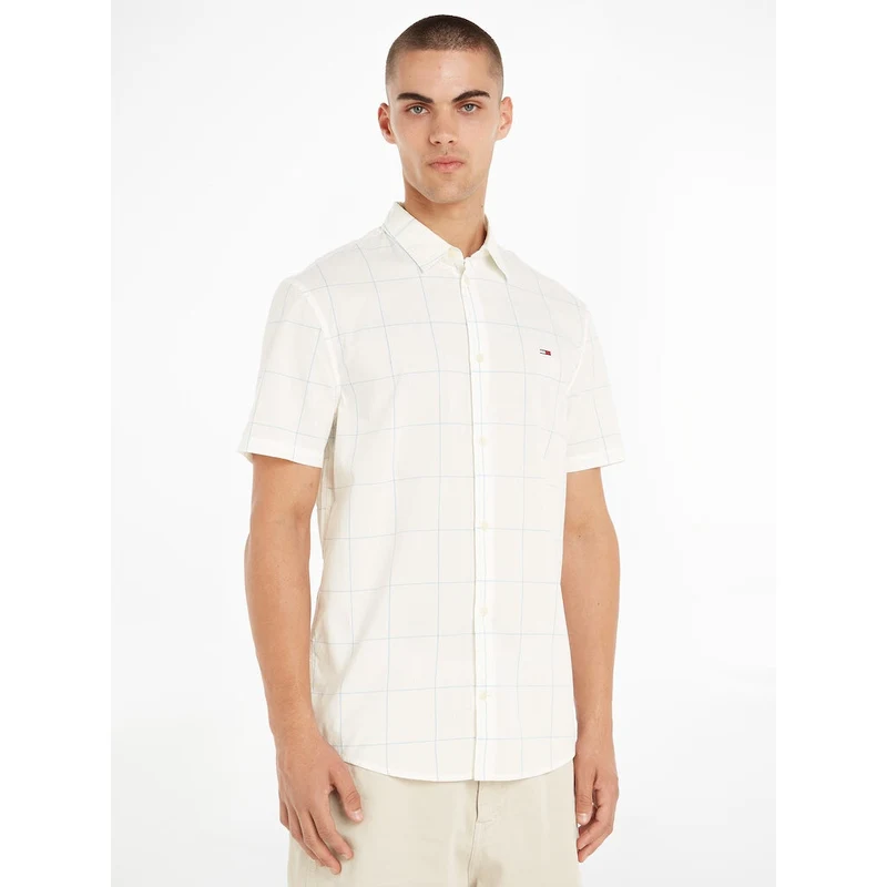 TOMMY HILFIGER ΑΝΔΡΙΚΟ ΠΟΥΚΑΜΙΣΟ ΛΕΥΚΟ ΚΑΡΟ ANCIENT WHITE CHECK ...