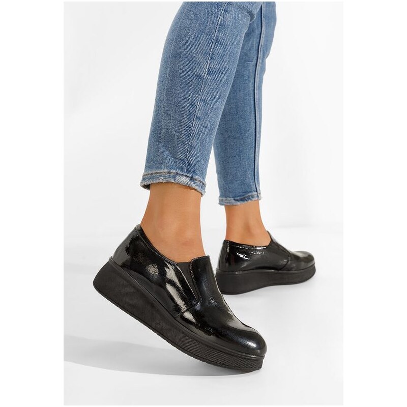 Zapatos Δερμάτινα μοκασινια γυναικεια μαύρα Lancha V3 - GLAMI.gr