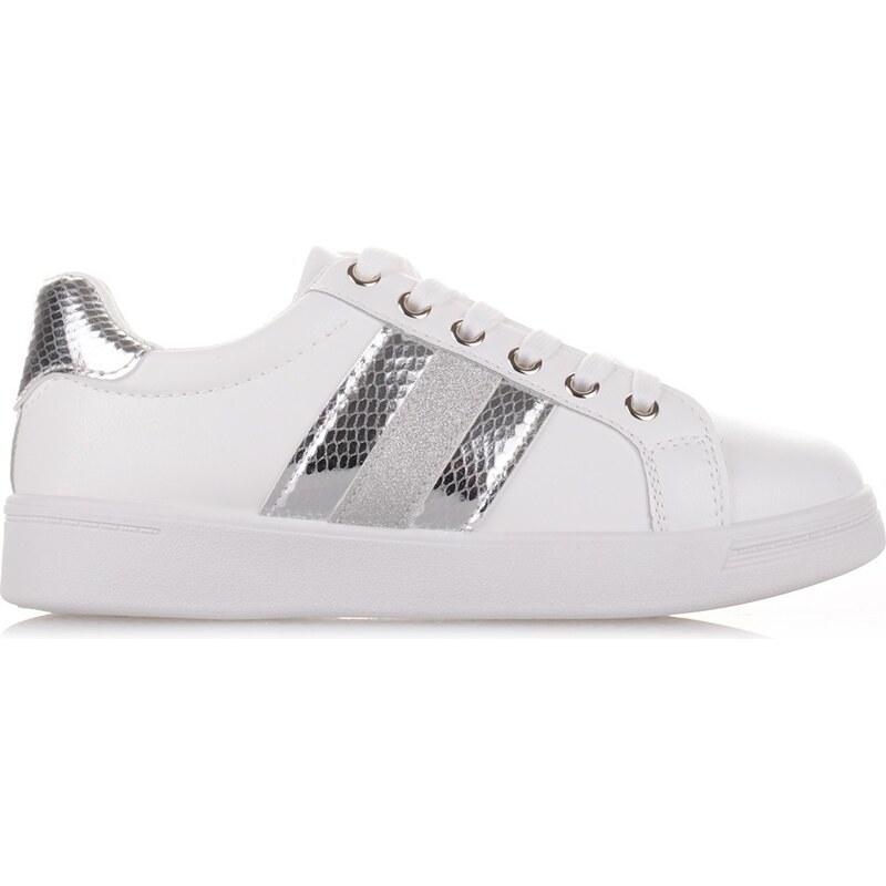 Modati Γυναικεία λευκά sneakers με ασημί λεπτομέρειες ΚΩΔ: LY546-WHITE ...