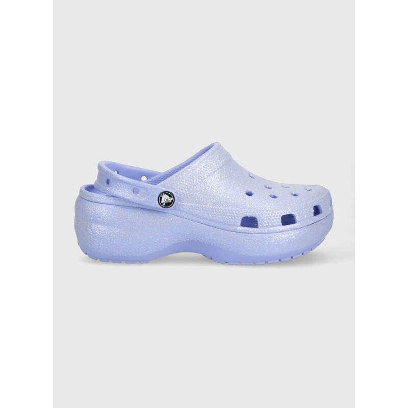 Παντόφλες Crocs Classic Platform Glitter Clog χρώμα: μοβ, 207241 - GLAMI.gr