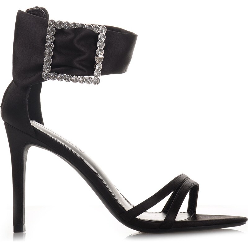 Modati Σατέν μαύρα γυναικεία πέδιλα με μπαρέτα ΚΩΔ: Y805-BLACK - GLAMI.gr