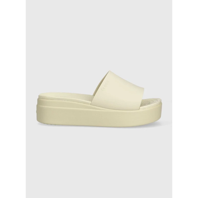 Παντόφλες Crocs Brooklyn Slide χρώμα: μπεζ, 208728 - GLAMI.gr