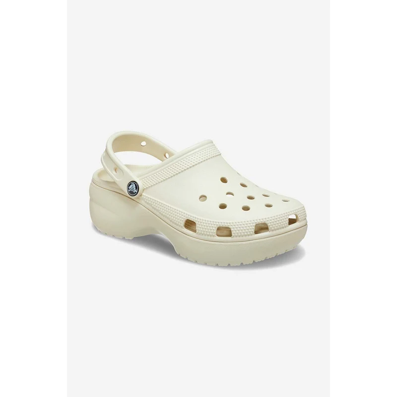 Παντόφλες Crocs Classic Platform Clog χρώμα: μπεζ - GLAMI.gr