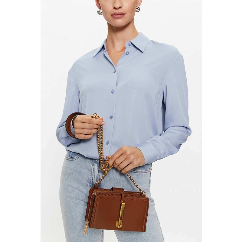 GUESS Τσαντακι James Mini Girlfriend Xbody HWVA8773730 cog cognac ...
