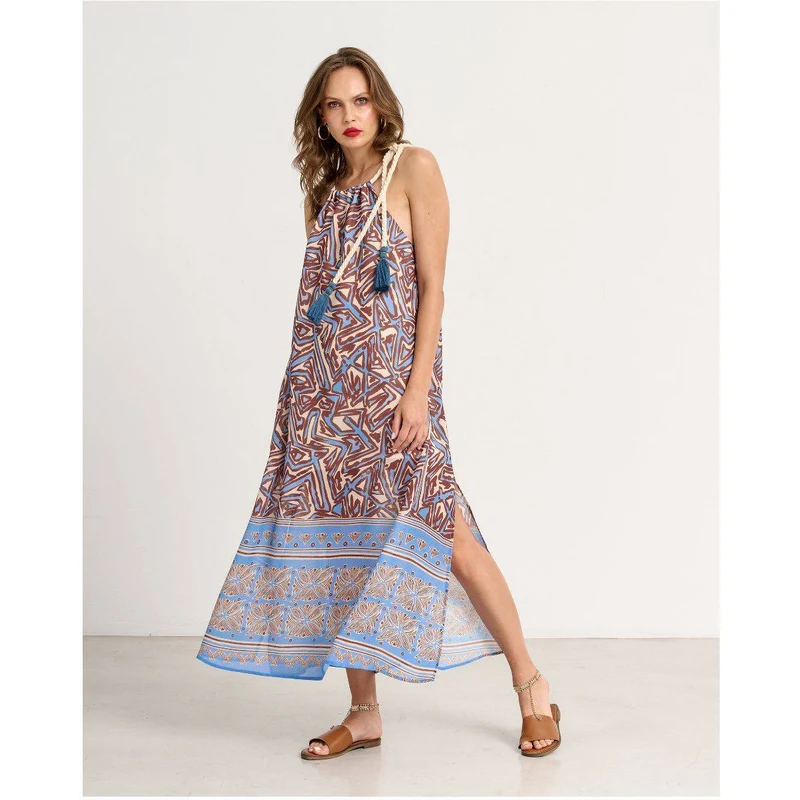 PASSAGER Φόρεμα maxi εμπριμέ σιελ - GLAMI.gr