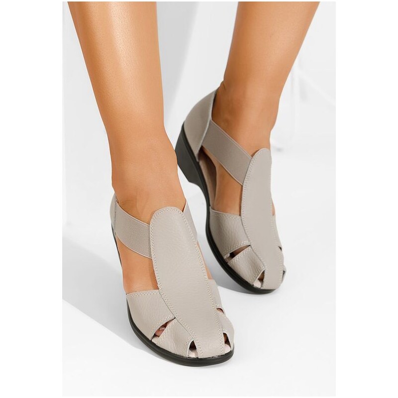 Zapatos γυναικεια πεδιλα με χαμηλο τακουνι Melona V3 γκρι - GLAMI.gr