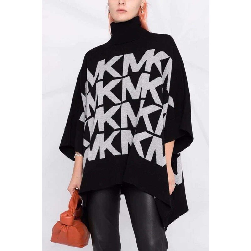 MICHAEL KORS Ποντσο Oversize Mk Logo MF16073CSN 001 black - GLAMI.gr