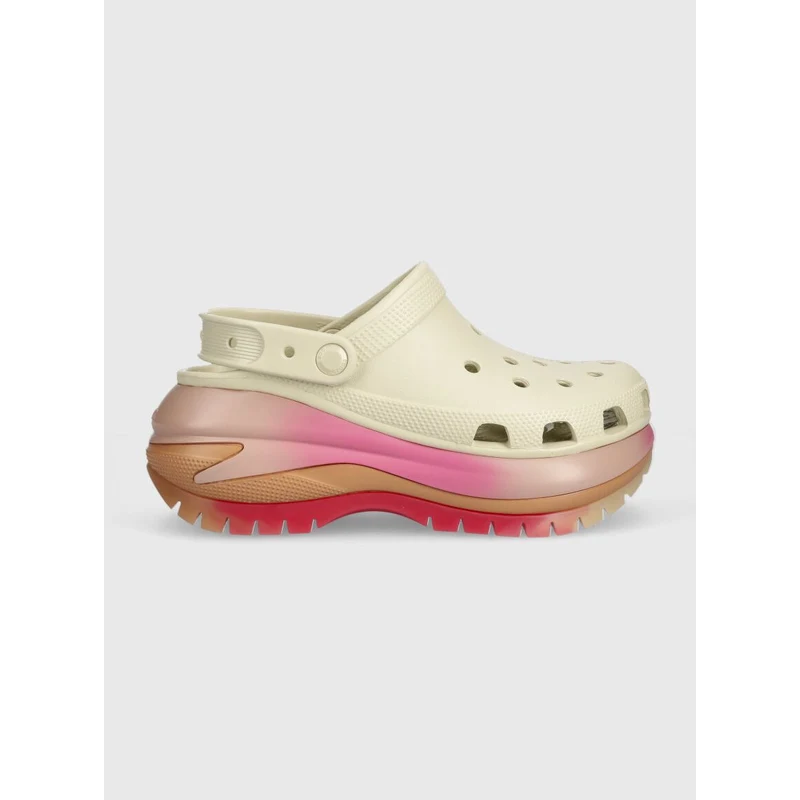 Παντόφλες Crocs Mega Crush Colordip Clog χρώμα: μπεζ, 208988 - GLAMI.gr