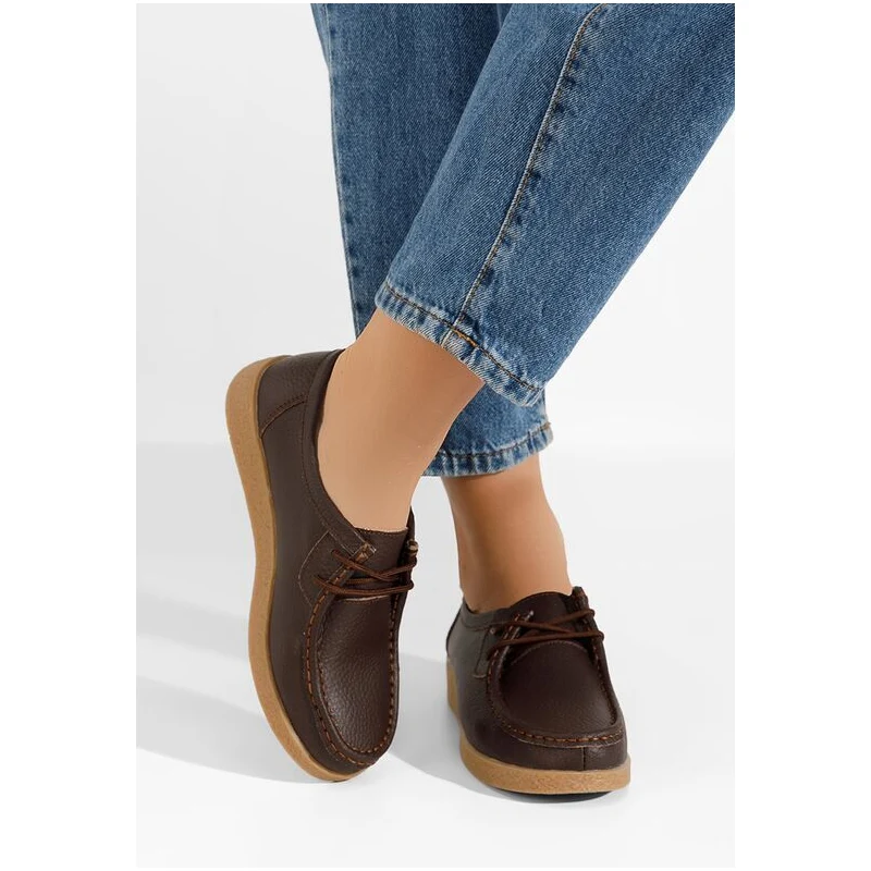 Zapatos Δερμάτινα μοκασινια γυναικεια Louiza καφε - GLAMI.gr