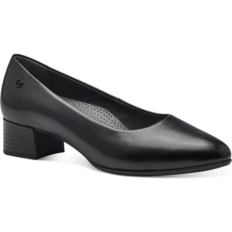 Tamaris Comfort Black Γυναικείες Ανατομικες Δερμάτινες Γόβες Μαύρες (8 ...