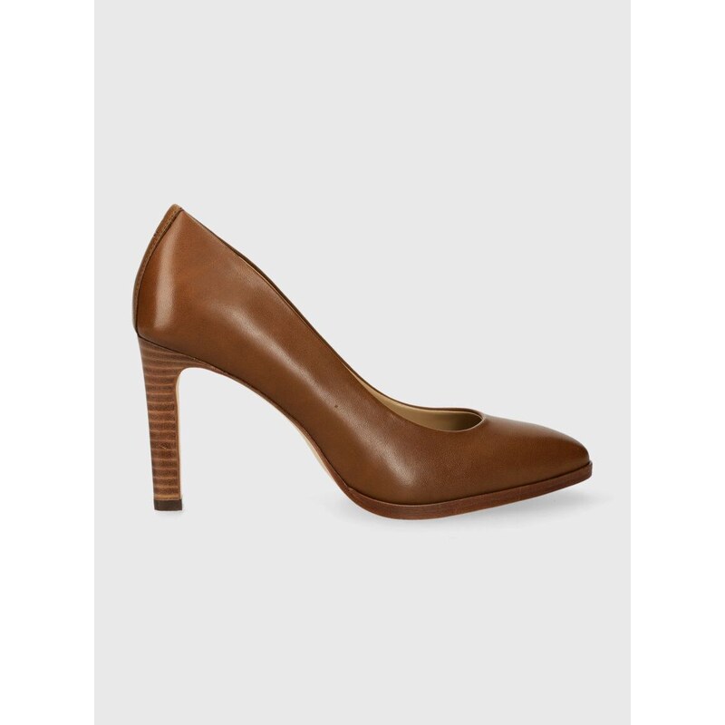 Δερμάτινες γόβες Lauren Ralph Lauren Camila χρώμα: καφέ, 802882356002 ...