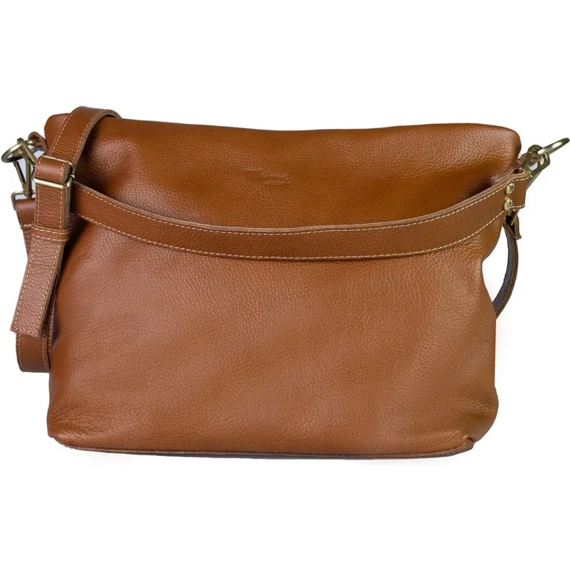 Thiros Τσάντα ώμου Leather με λουράκι 10-7012 TAN BROWN - GLAMI.gr