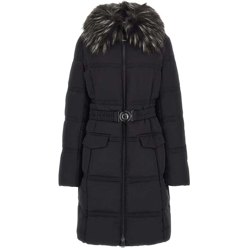 GUESS Μπουφαν Marisol Long Belted W3BL28WFQW2 jblk jet black a996 ...