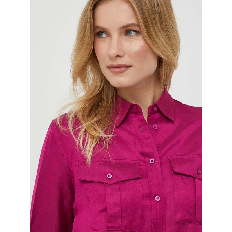 Πουκάμισο με μείγμα από λινό Lauren Ralph Lauren χρώμα: ροζ - GLAMI.gr