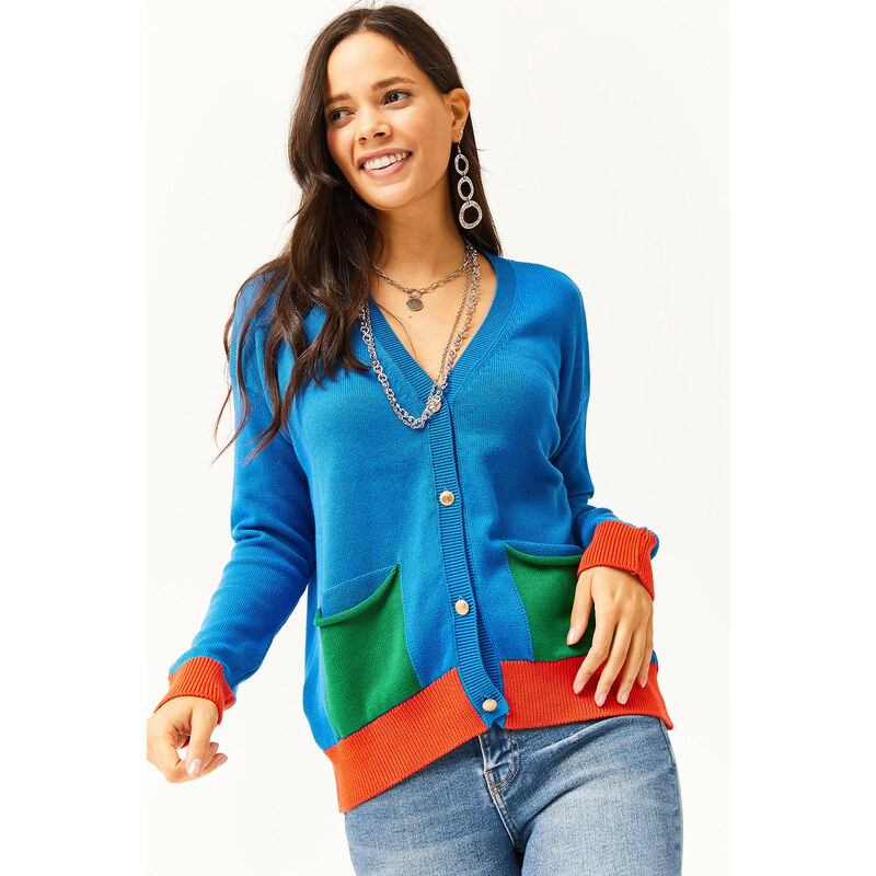 Olalook Γυναικεία Saxe Blue Color Τσέπη και Μανσέτα Βαμβακερή Premium ...