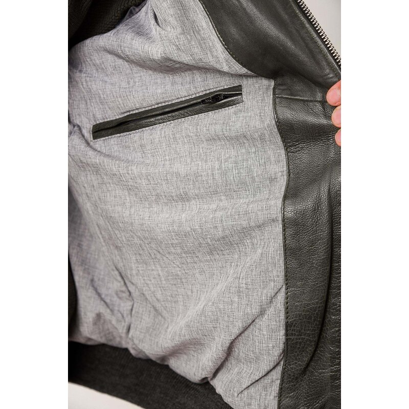 LesGent's ΑΝΔΡΙΚΟ JACKET ΔΕΡΜΑΤΙΝΟ LES GENT'S ΜΕ ΚΟΥΚΟΥΛΑ ΣΕ ΛΑΔΙ ΧΡΩΜΑ ...