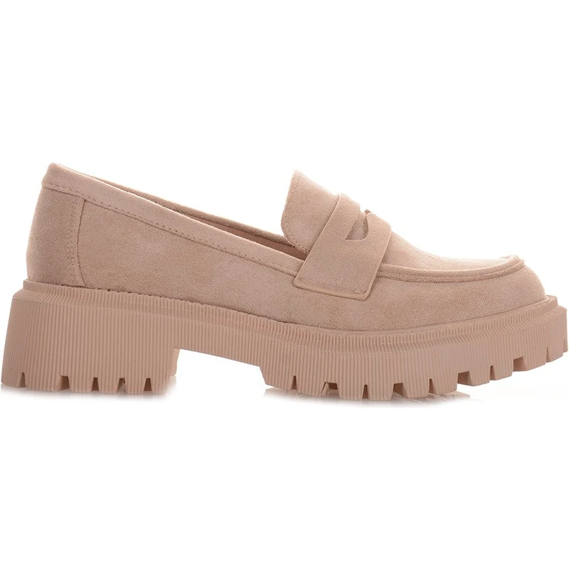 Modati Γυναικεία Chunky Loafers Μπεζ Σουέντ ΚΩΔ: HX-1N-BEIGE - GLAMI.gr