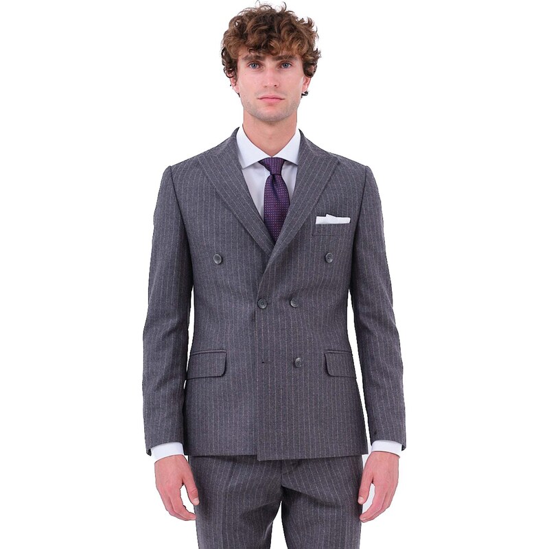 ΑΝΔΡΙΚΟ ΣΤΑΥΡΩΤΟ PINSTRIPE ΚΟΣΤΟΥΜΙ PORTOBELLO'S ΣΕ ΓΚΡΙ ΧΡΩΜΑ ΜΕ ...