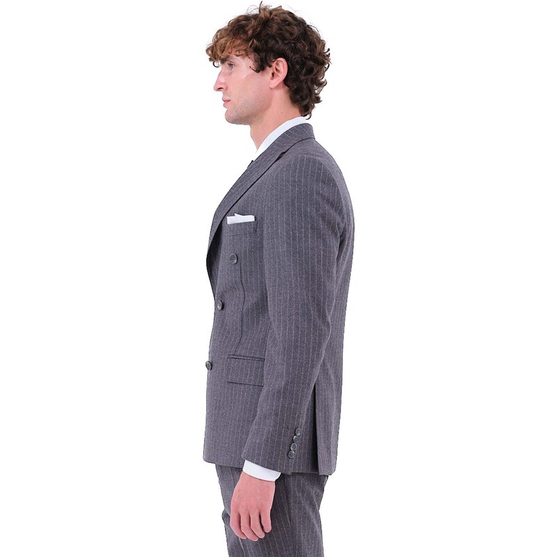 ΑΝΔΡΙΚΟ ΣΤΑΥΡΩΤΟ PINSTRIPE ΚΟΣΤΟΥΜΙ PORTOBELLO'S ΣΕ ΓΚΡΙ ΧΡΩΜΑ ΜΕ ...