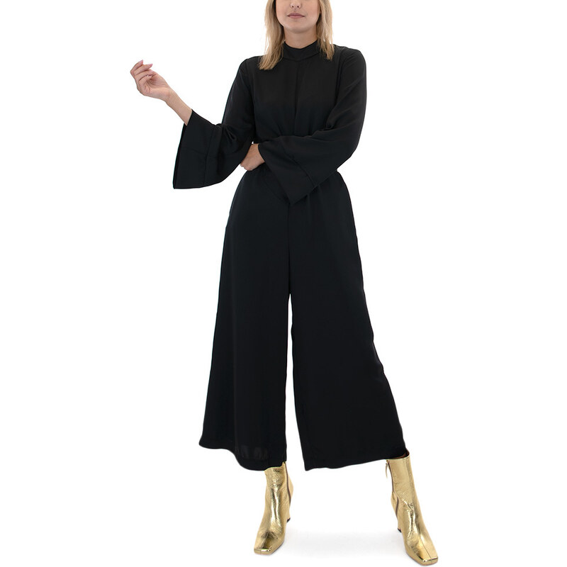 SATIN BELTED JUMPSUIT WOMEN MOUTAKI - GLAMI.gr
