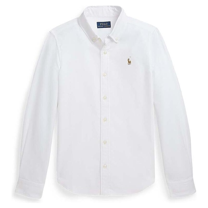 Παιδικό βαμβακερό πουκάμισο Polo Ralph Lauren χρώμα: άσπρο - GLAMI.gr
