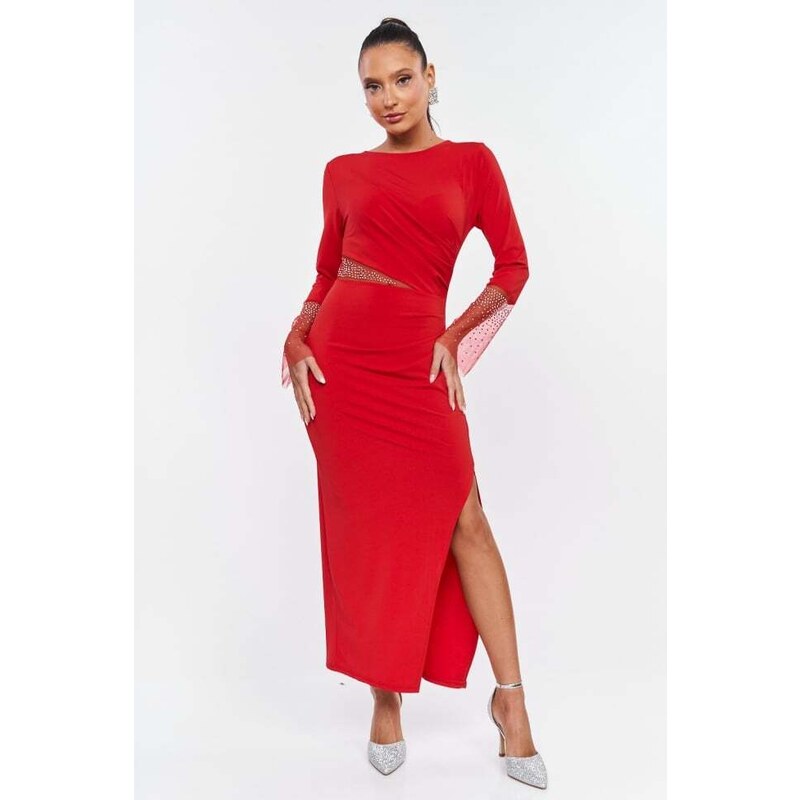 DeCoro Φόρεμα Maxi με Στρας - ΚΟΚΚΙΝΟ - GLAMI.gr