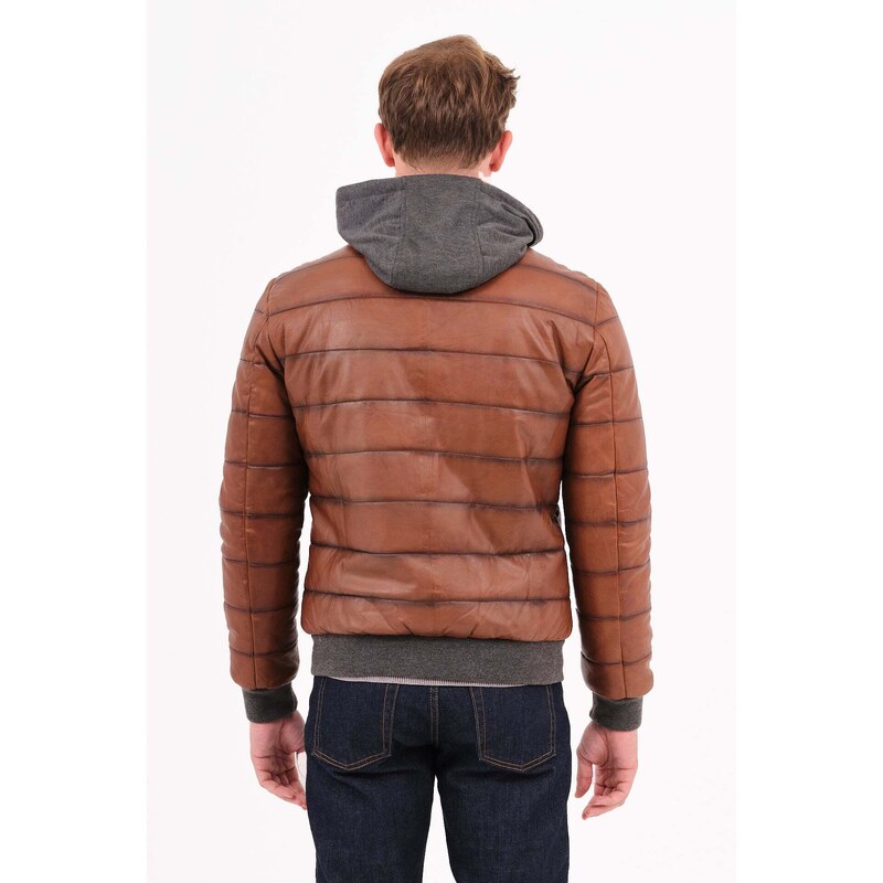 ΑΝΔΡΙΚΟ ΔΕΡΜΑΤΙΝΟ ΚΑΠΙΤΟΝΕ JACKET PORTOBELLO'S ΣΕ ΤΑΜΠΑ ΧΡΩΜΑ - GLAMI.gr