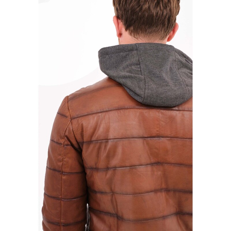 ΑΝΔΡΙΚΟ ΔΕΡΜΑΤΙΝΟ ΚΑΠΙΤΟΝΕ JACKET PORTOBELLO'S ΣΕ ΤΑΜΠΑ ΧΡΩΜΑ - GLAMI.gr