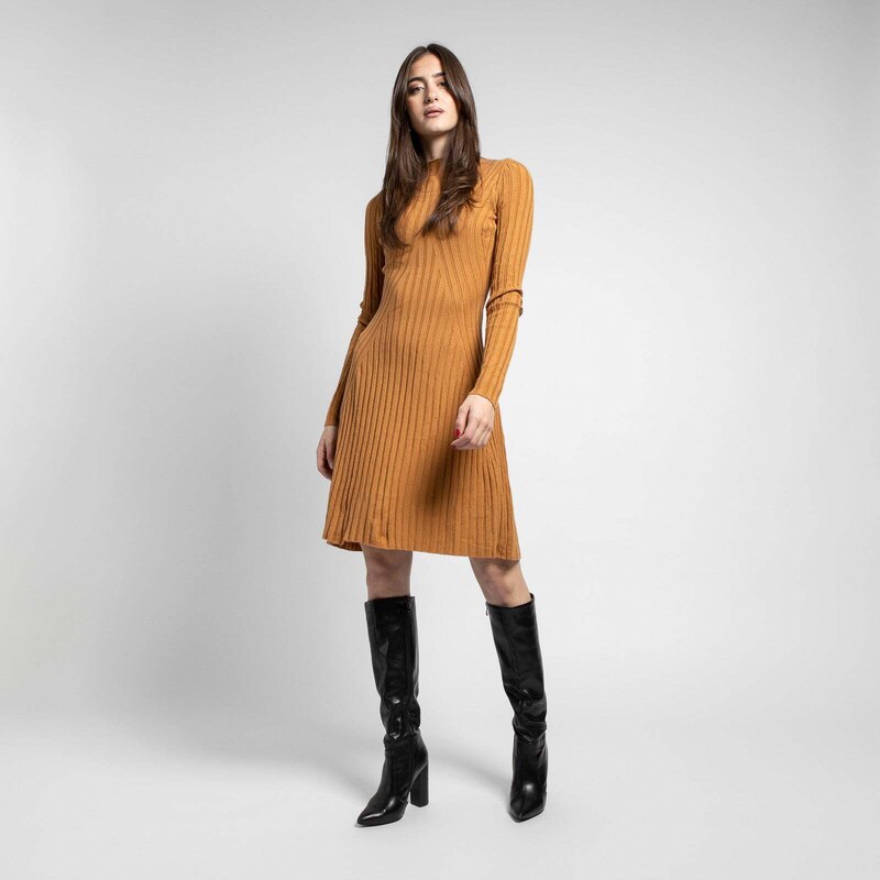 Fashioncore.gr Πλεκτό Midi Φόρεμα Κάμελ - GLAMI.gr
