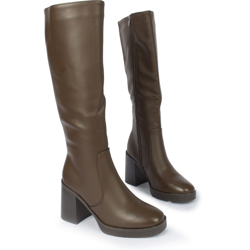 Cgstores Γυναικεία Μποτα Καφε Δερματινη κωδ:WS102 - GLAMI.gr