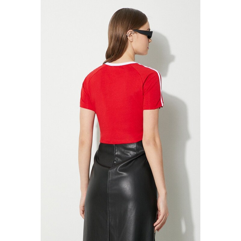 Μπλουζάκι adidas Originals 3 Stripes Baby Tee χρώμα: κόκκινο, IP0665 ...