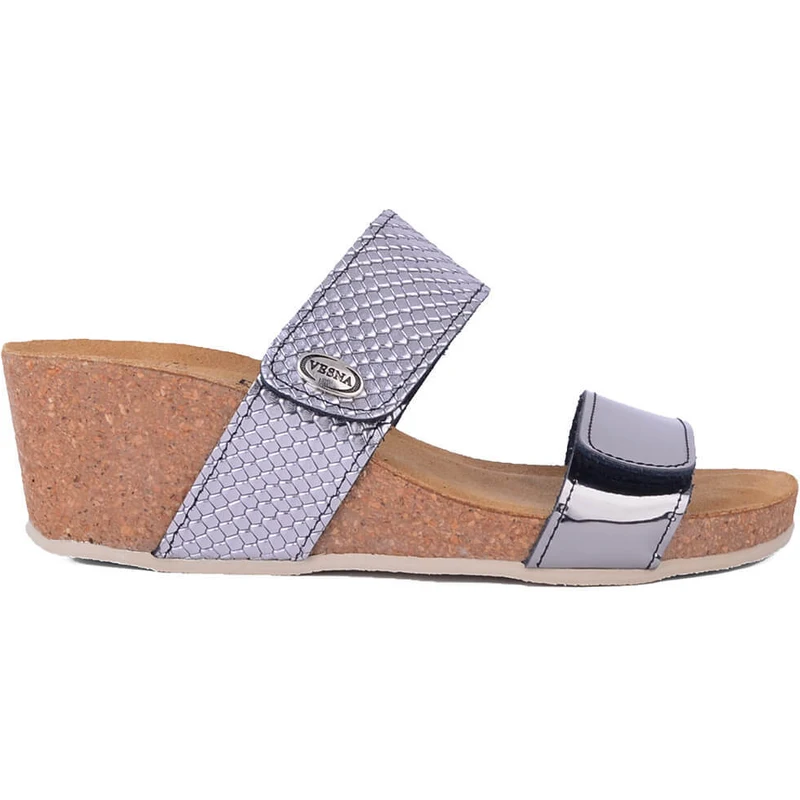 My way shoes Γκρι ανατομική δερμάτινη παντόφλα με χρατς - GLAMI.gr