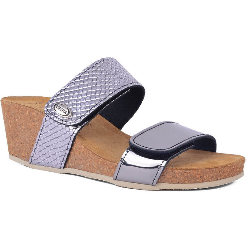 My way shoes Γκρι ανατομική δερμάτινη παντόφλα με χρατς - GLAMI.gr