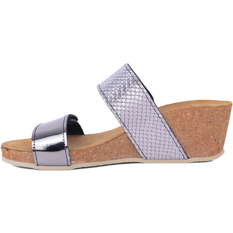 My way shoes Γκρι ανατομική δερμάτινη παντόφλα με χρατς - GLAMI.gr